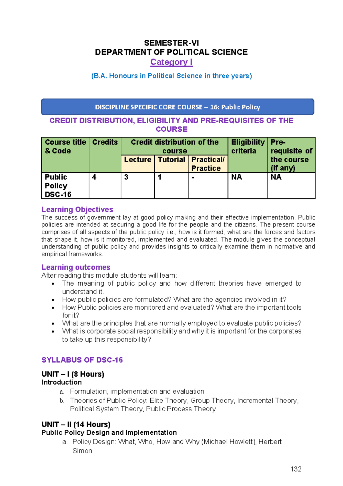 Final Exam Syllabus for DSC-16, DSC-17, and DSC-18 in Political Science ...