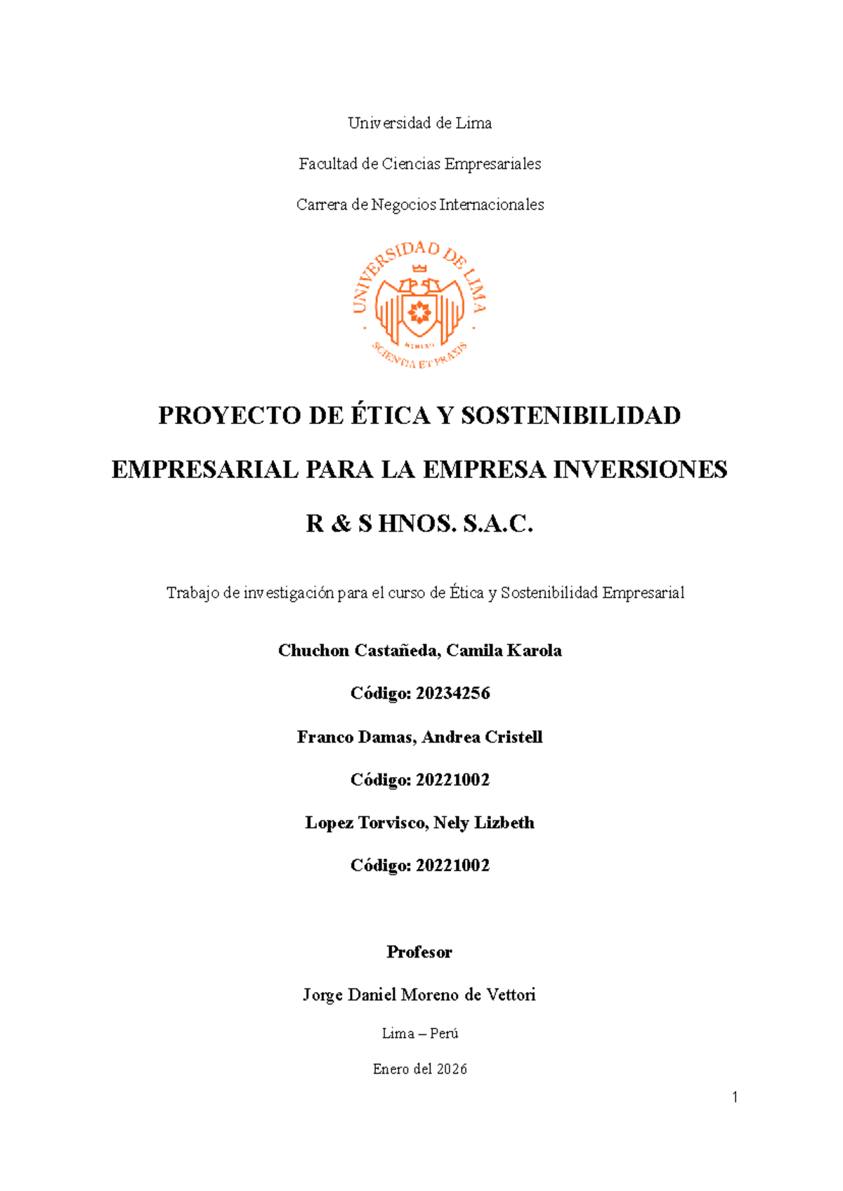 Proyecto de Ética y Sostenibilidad Empresarial - Ética y Sostenibilidad ...