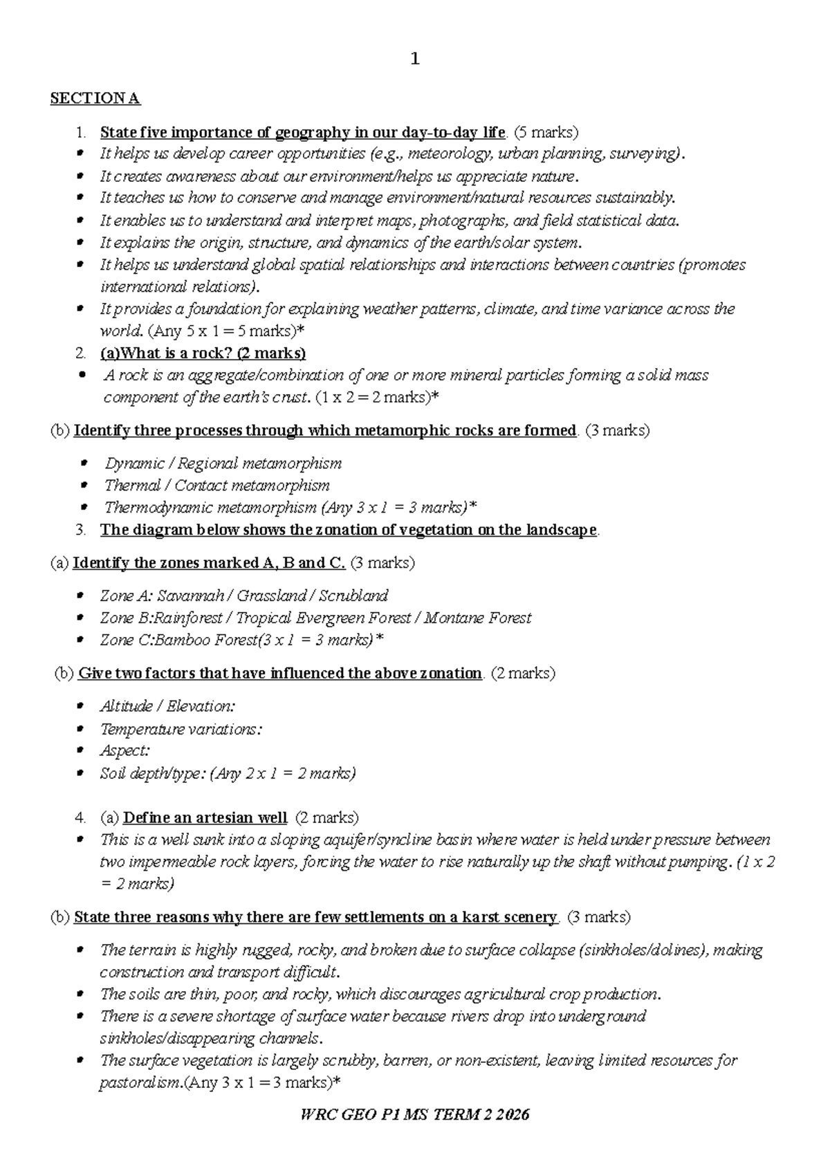 GEO P1 WRC MS T2 2026 - Importance of Geography and Earth Processes ...