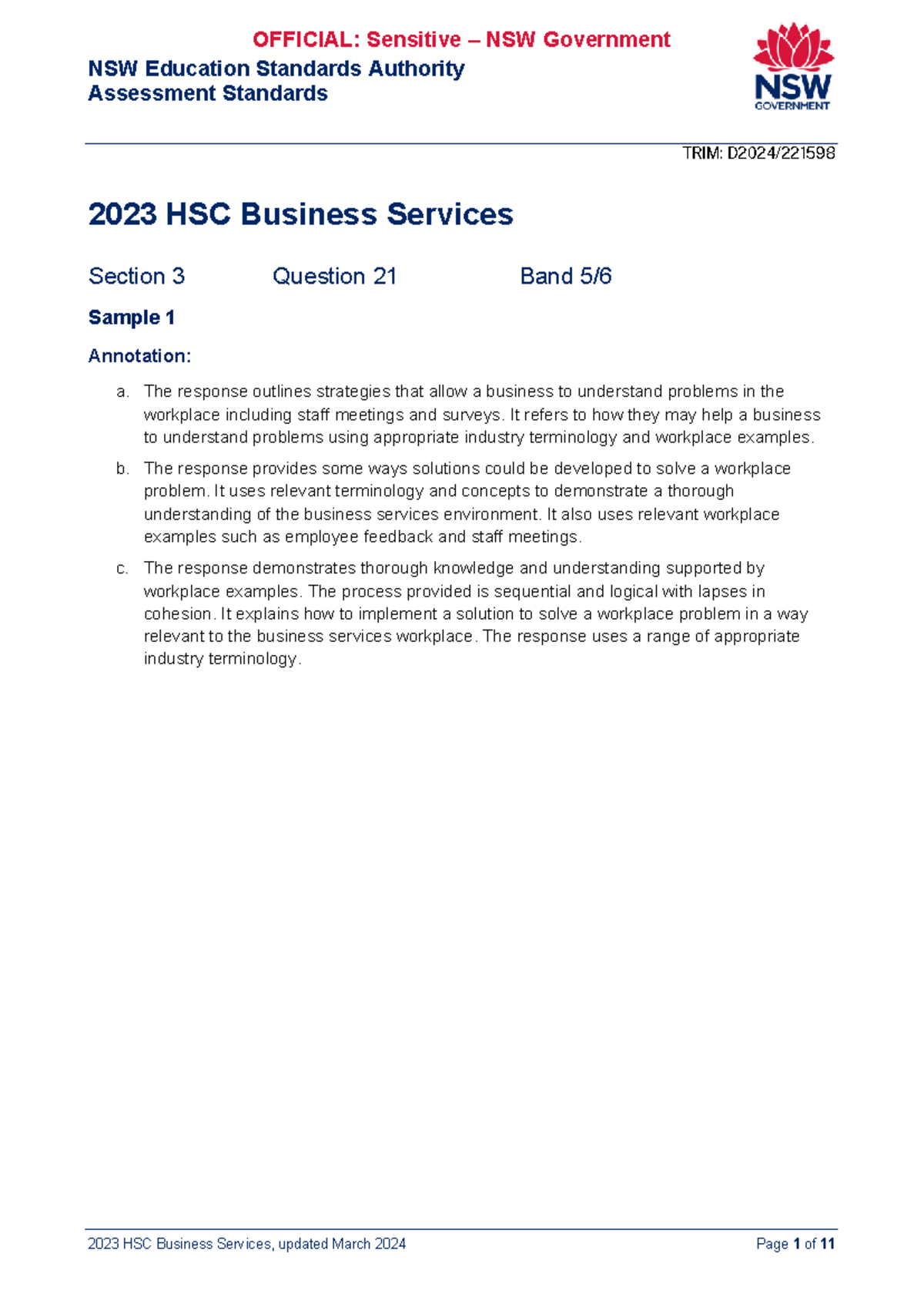 BS HSC 2023 Business Services Sec 3 Q21 Band 5 Annotation - Studocu