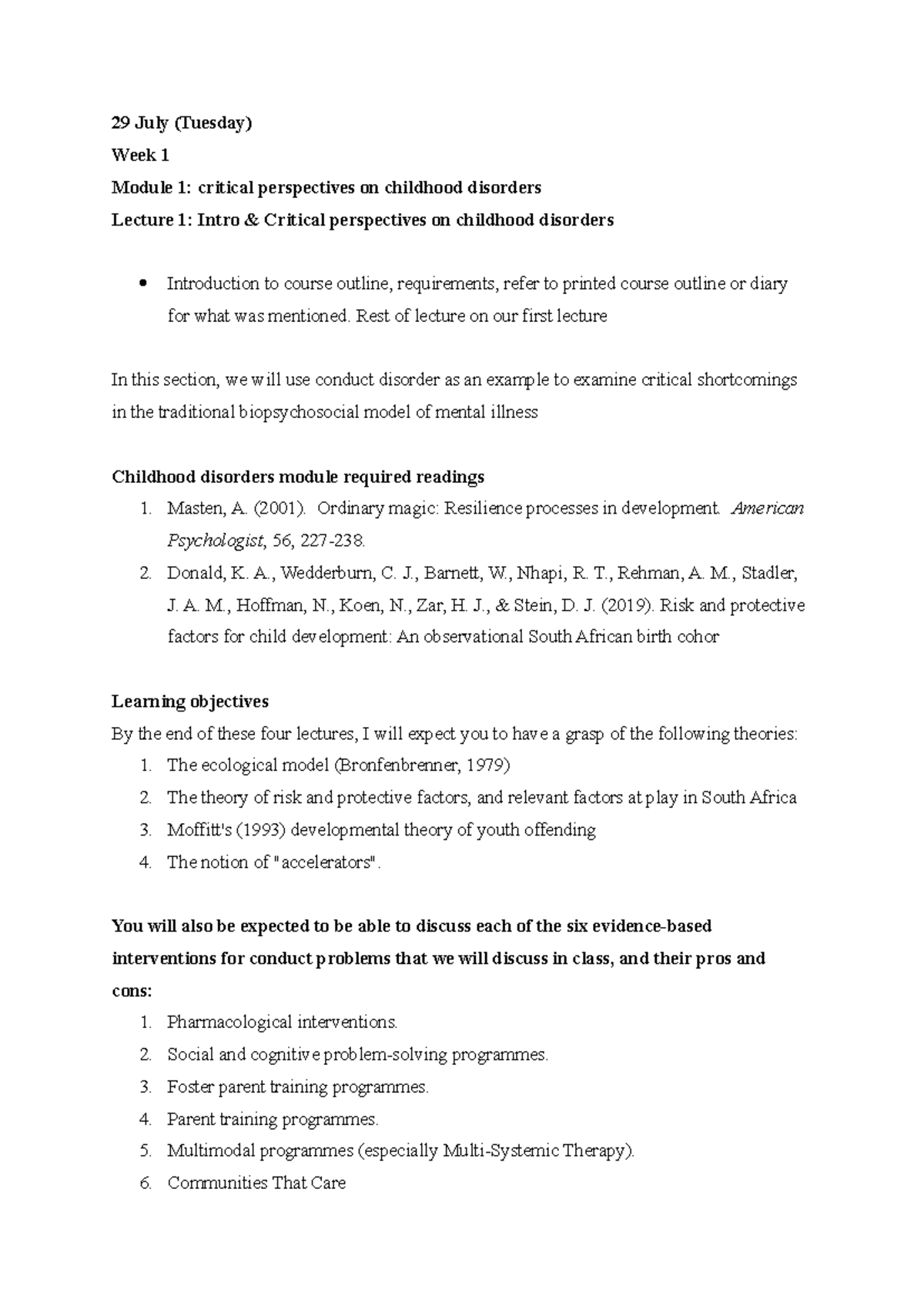 Critical Perspectives on Childhood Disorders (Module 1) - Lecture 1 ...