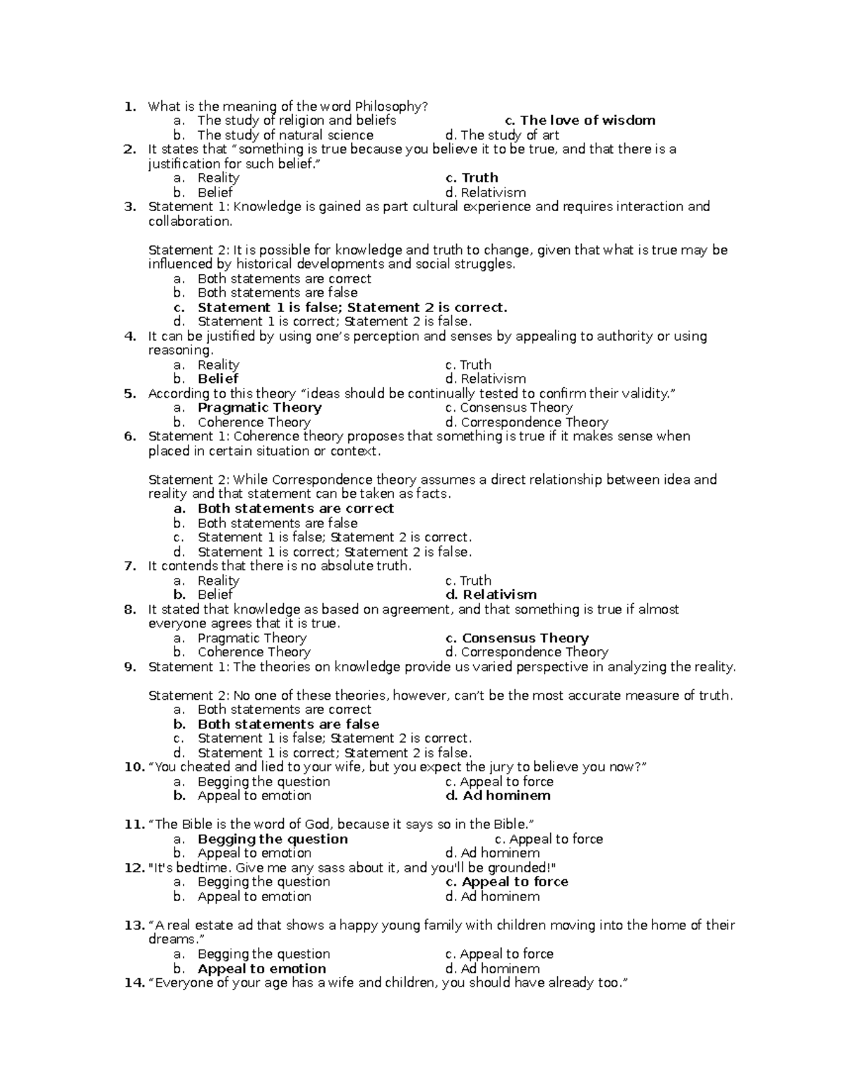 PHL S211 NAT Reviewer - What is the meaning of the word Philosophy? a ...