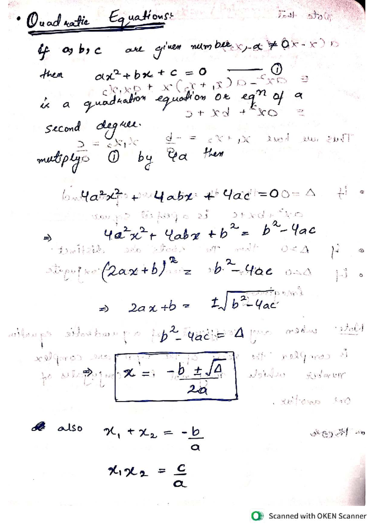 Algebra Part 1 - Lecture Notes on Quadratic Equations and Roots - Studocu