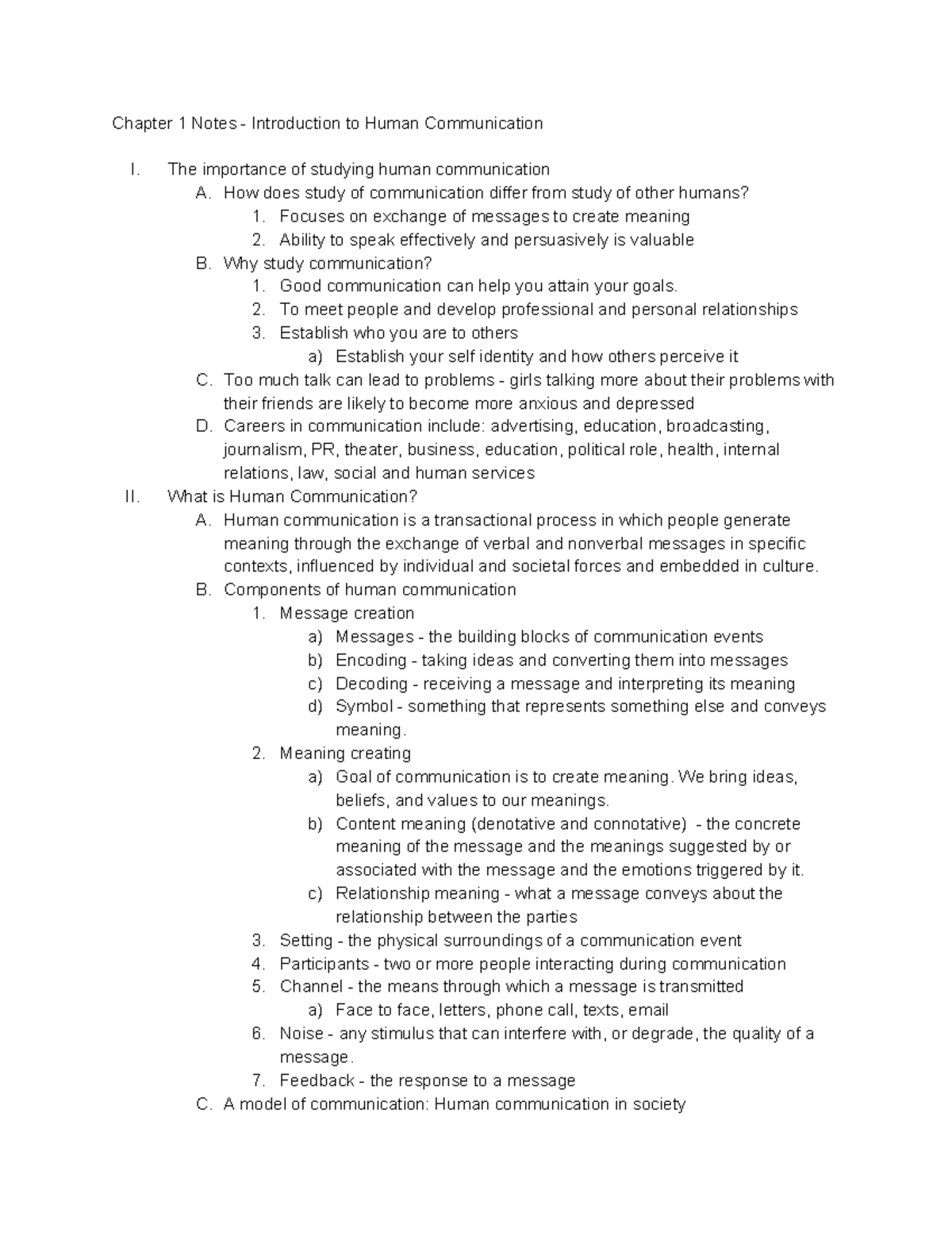 Chapter 1 - Human Communication Lecture Notes (Comm 101) - Studocu
