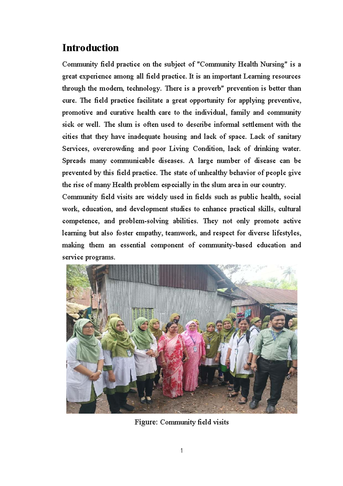Community Visit Report: B.Sc. in Post Basic Public Health Nursing - Studocu