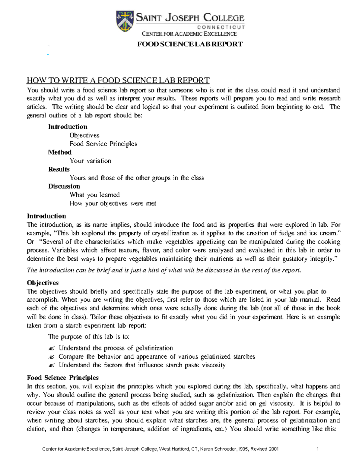 Food Science Lab Report: Writing Guidelines and Structure - Studocu