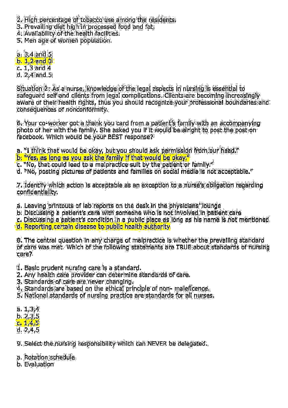 Quiz 3666: Legal Aspects and Standards in Nursing Practice - Studocu