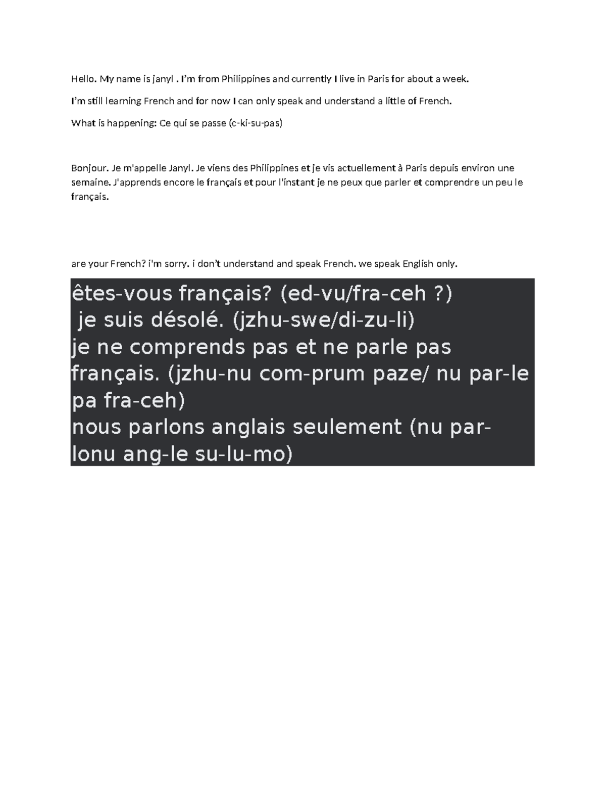 French Lesson: Basic Phrases for Beginners - Studocu
