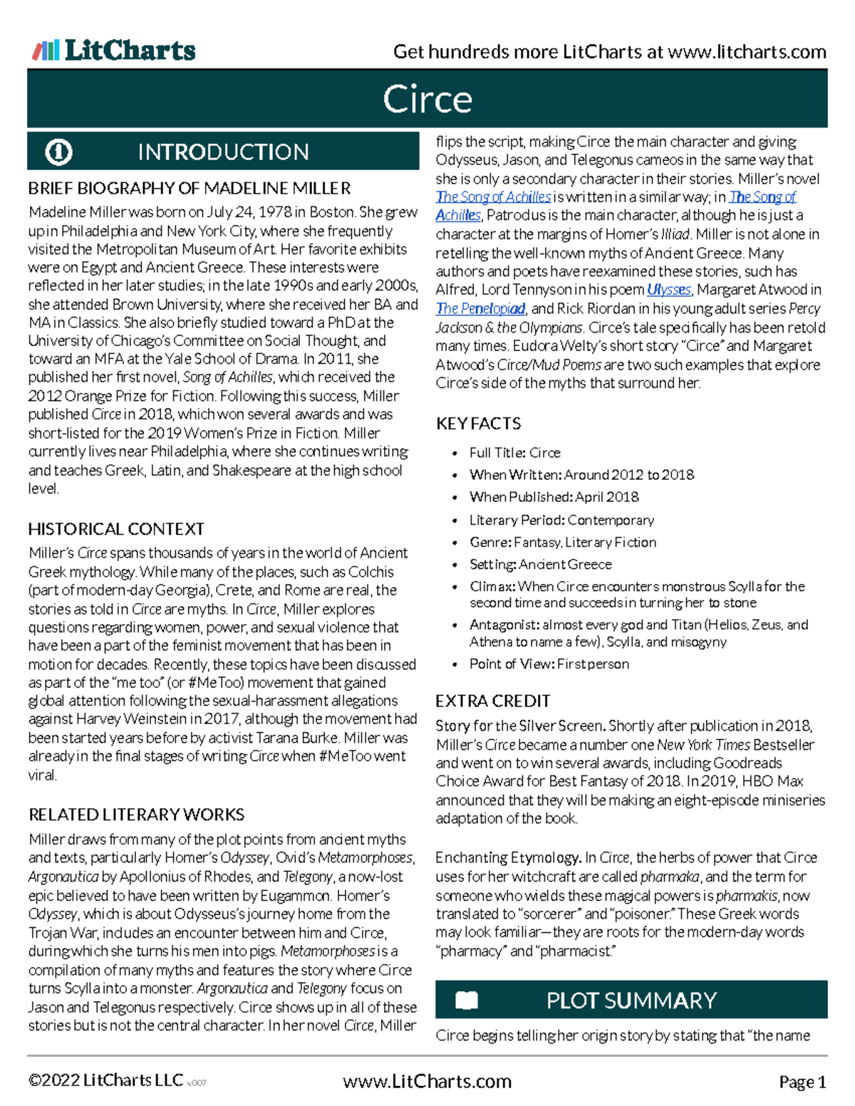 Circe-Lit Chart - Understanding circie - Circe BRIEF BIOGRAPHY OF ...