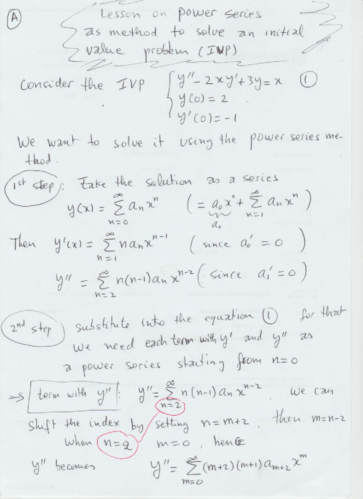 Lesson on Power Series for IVP Solution (IMP) - Studocu