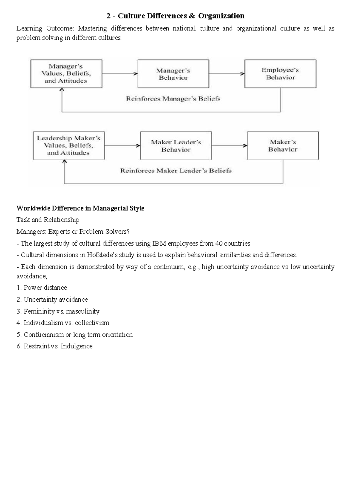 CCM 2 - Lecture Notes on Cultural Differences in Organizations - Studocu