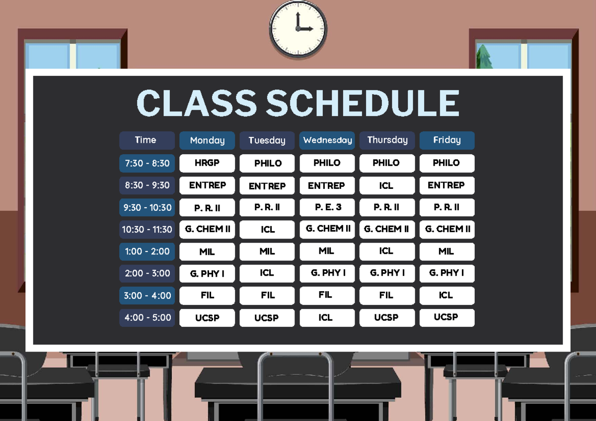 Copy of DAY 1 Class Orientation - CLASS SCHEDULE 7:30 - 8: 8:30 - 9: 9: ...