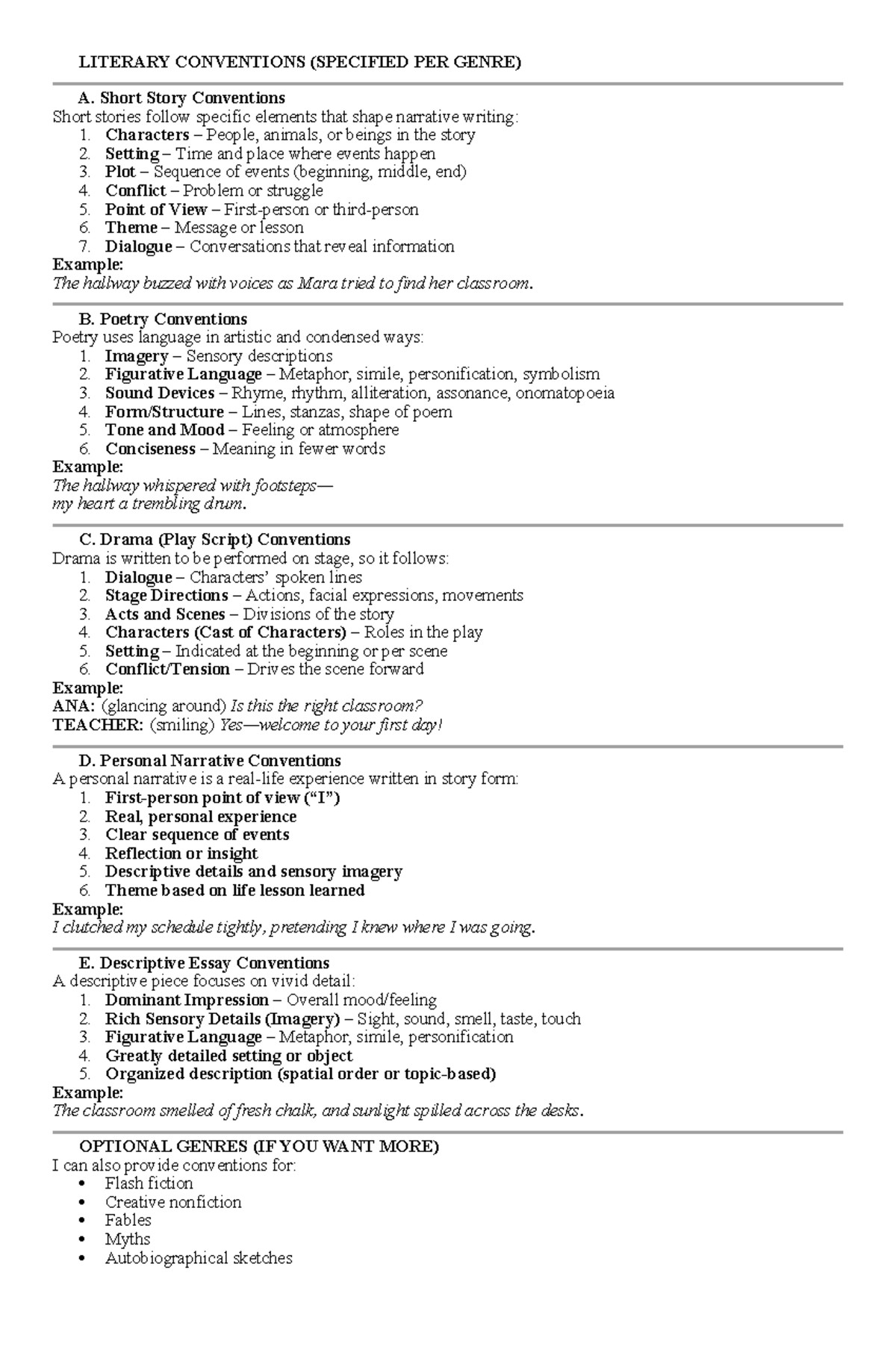 LIT 101: Literary Conventions by Genre - Short Stories, Poetry, Drama ...