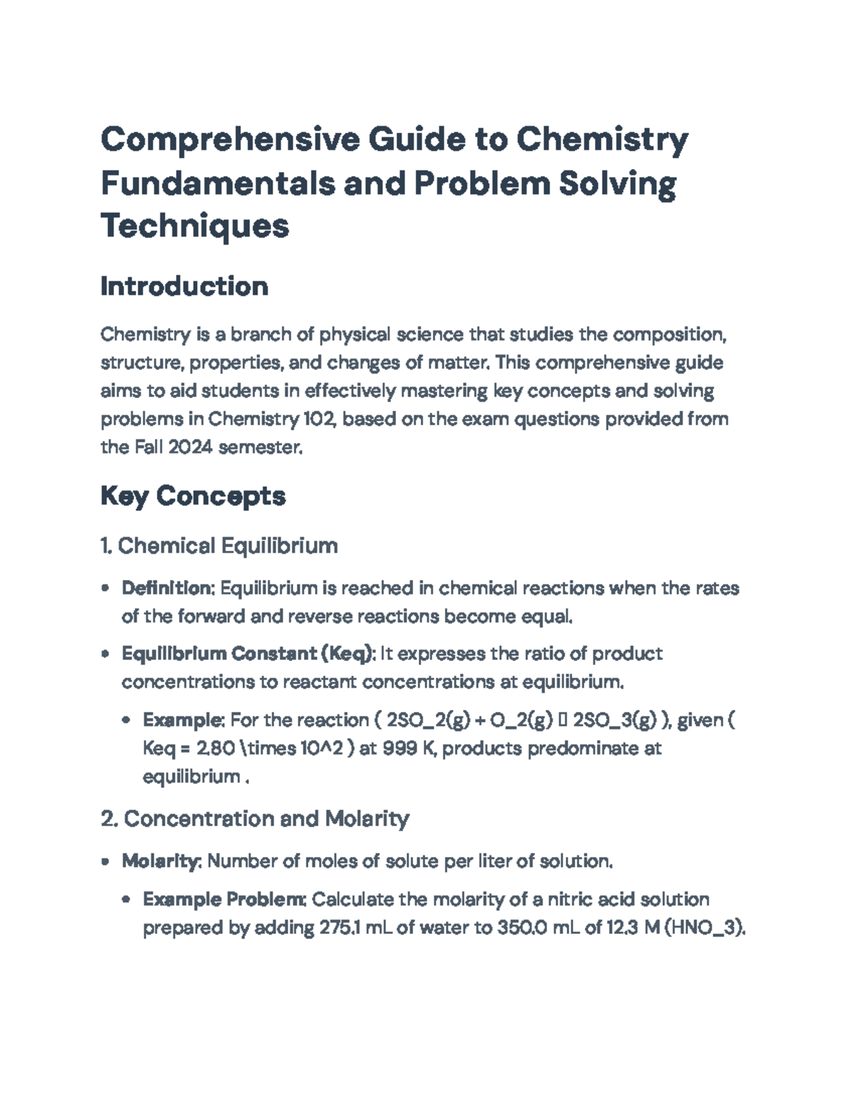 Comprehensive Chemistry 102 Final Exam Guide: Key Concepts & Techniques ...