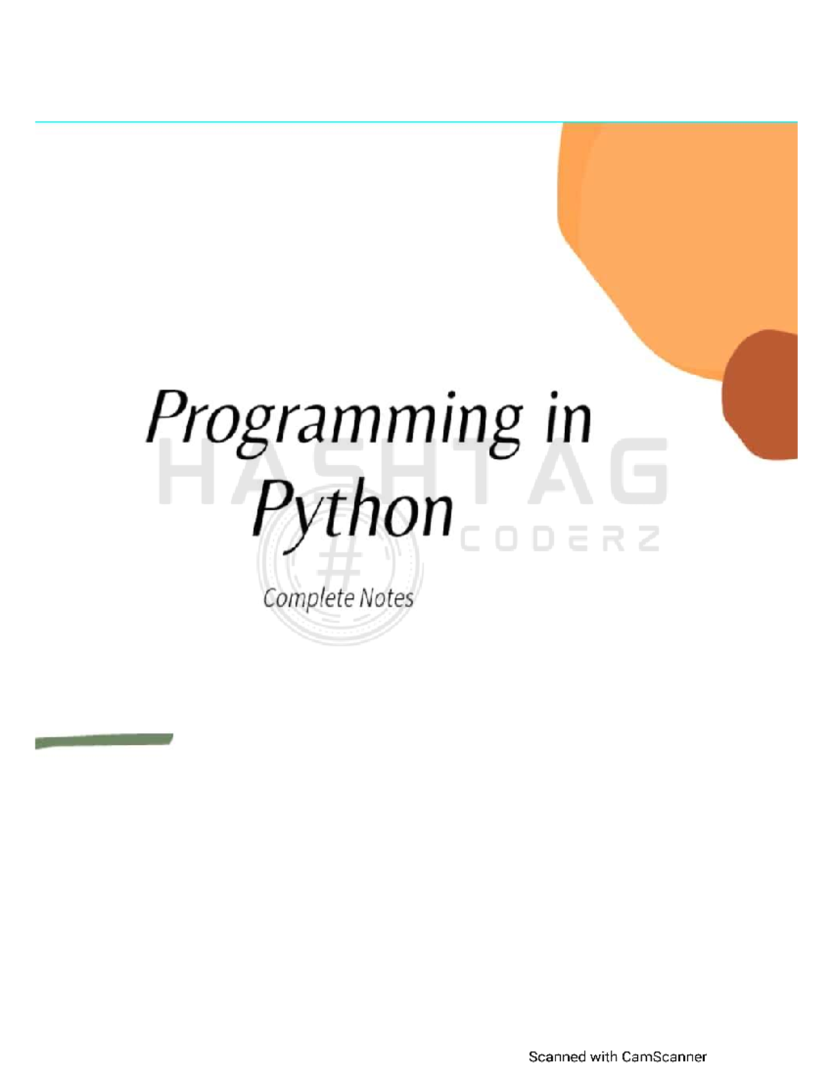 Python Notes - PYTHON - Studocu