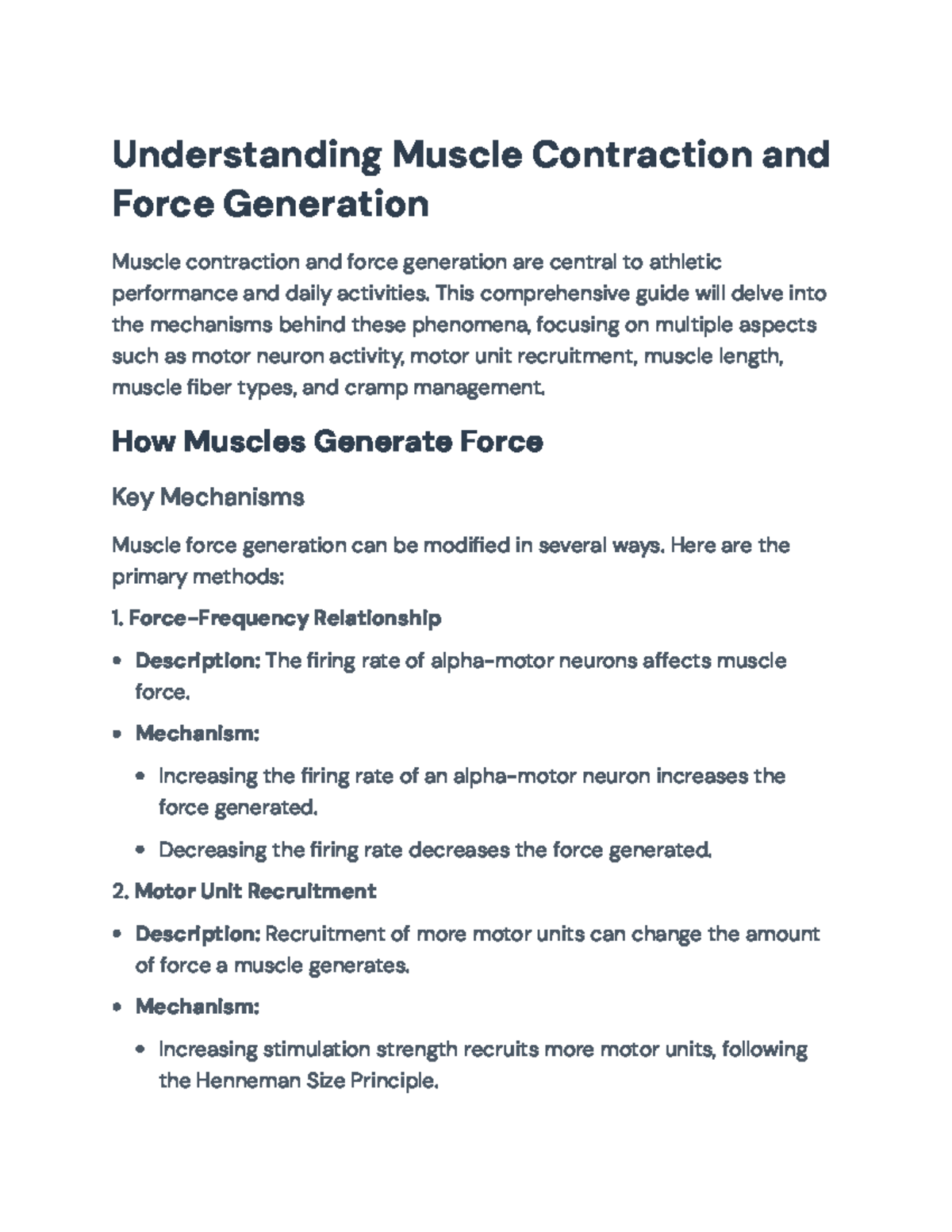 Understanding Muscle Contraction and Force Generation Mechanisms ...