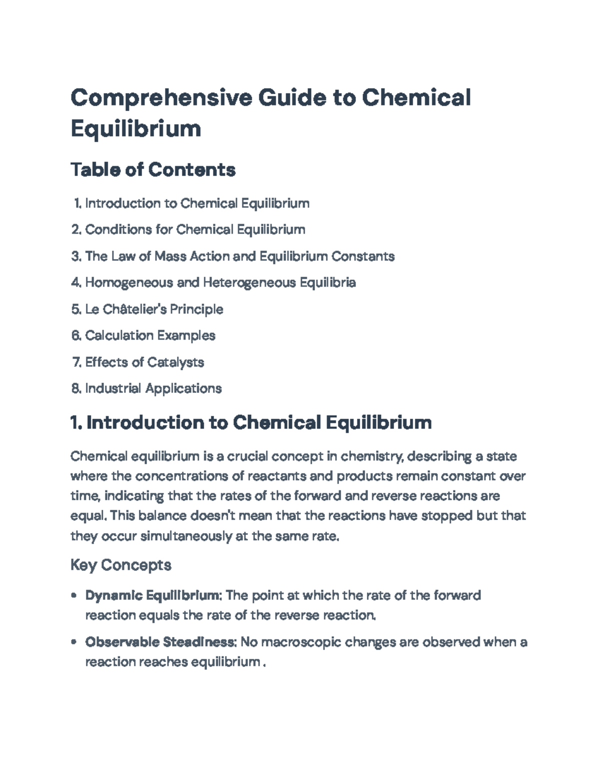 Chemical Equilibrium Overview: Key Concepts and Applications (Chem 101 ...