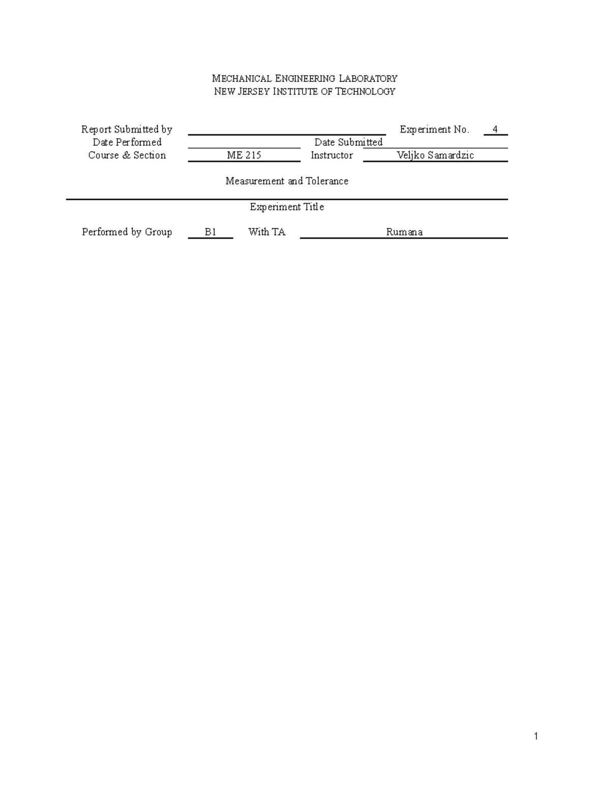 ME 215 Surface Texture Lab 5 - Measurement & Tolerance Report - Studocu