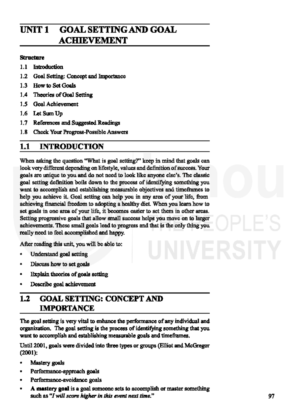 Unit 1: Goal Setting and Achievement Strategies - Notes for Working ...