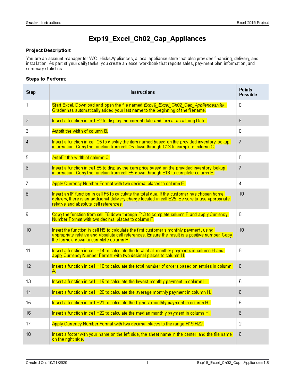 Excel Project Guide: Chapter 2 - Appliances - CS 385 - Studocu