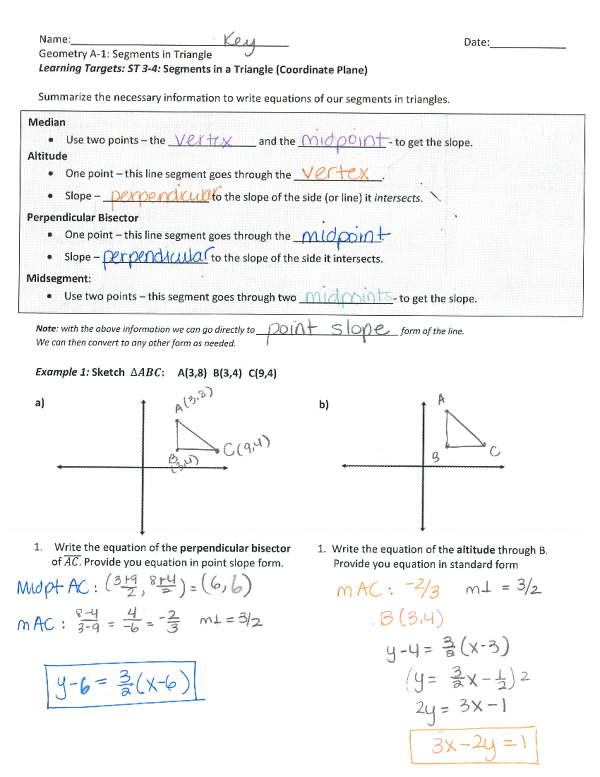 Geometry Segments in Triangle: Key Equations & Notes - Studocu