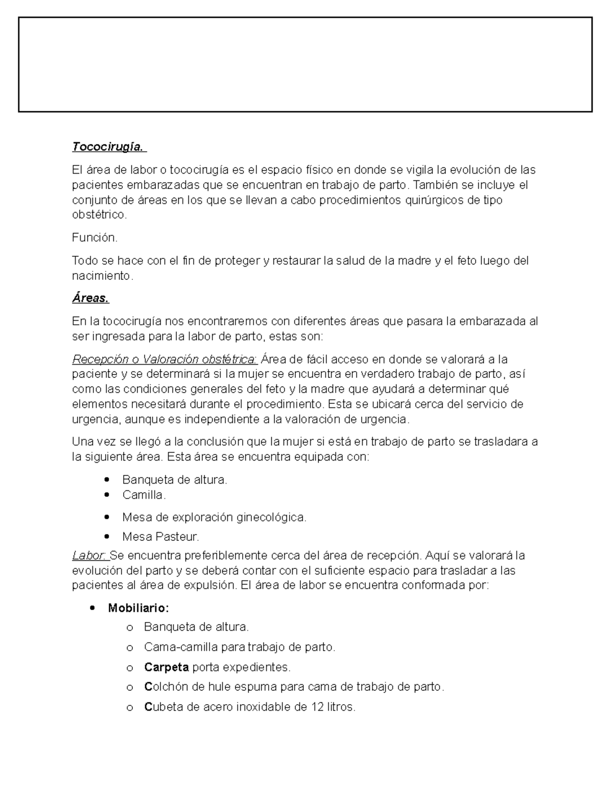 Toco - Materiales y equipo a utilizar e intervenciones de enfermería ...