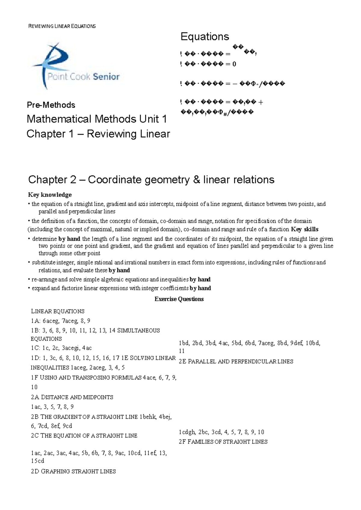 REVIEWING LINEAR EQUATIONS & COORDINATE GEOMETRY (MATH 101) - Studocu