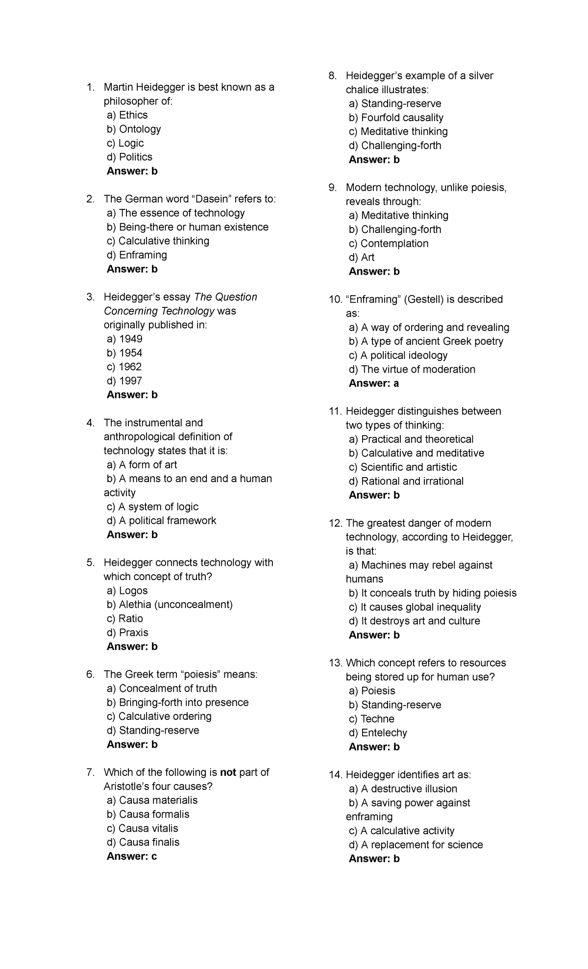 STS Midterm Exam - Heidegger and Technology Insights - Studocu