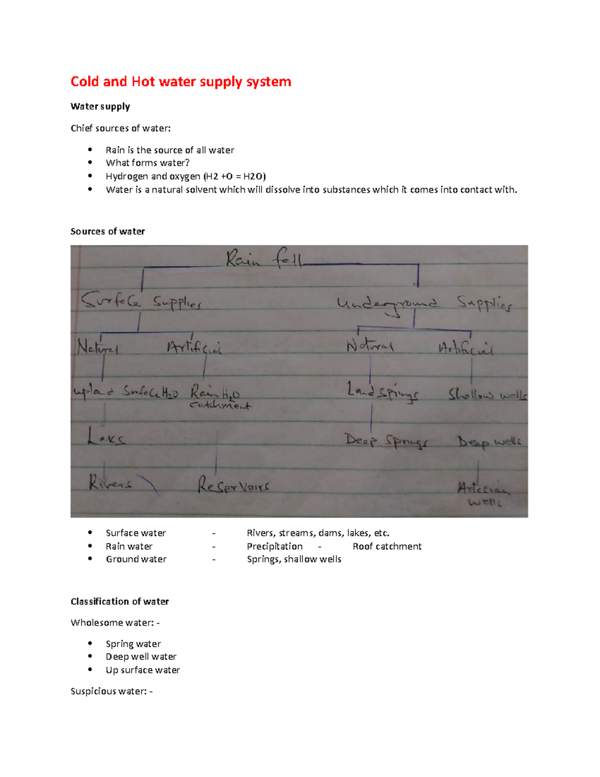 Cold and Hot Water Supply Systems: Overview and Treatment Methods - Studocu