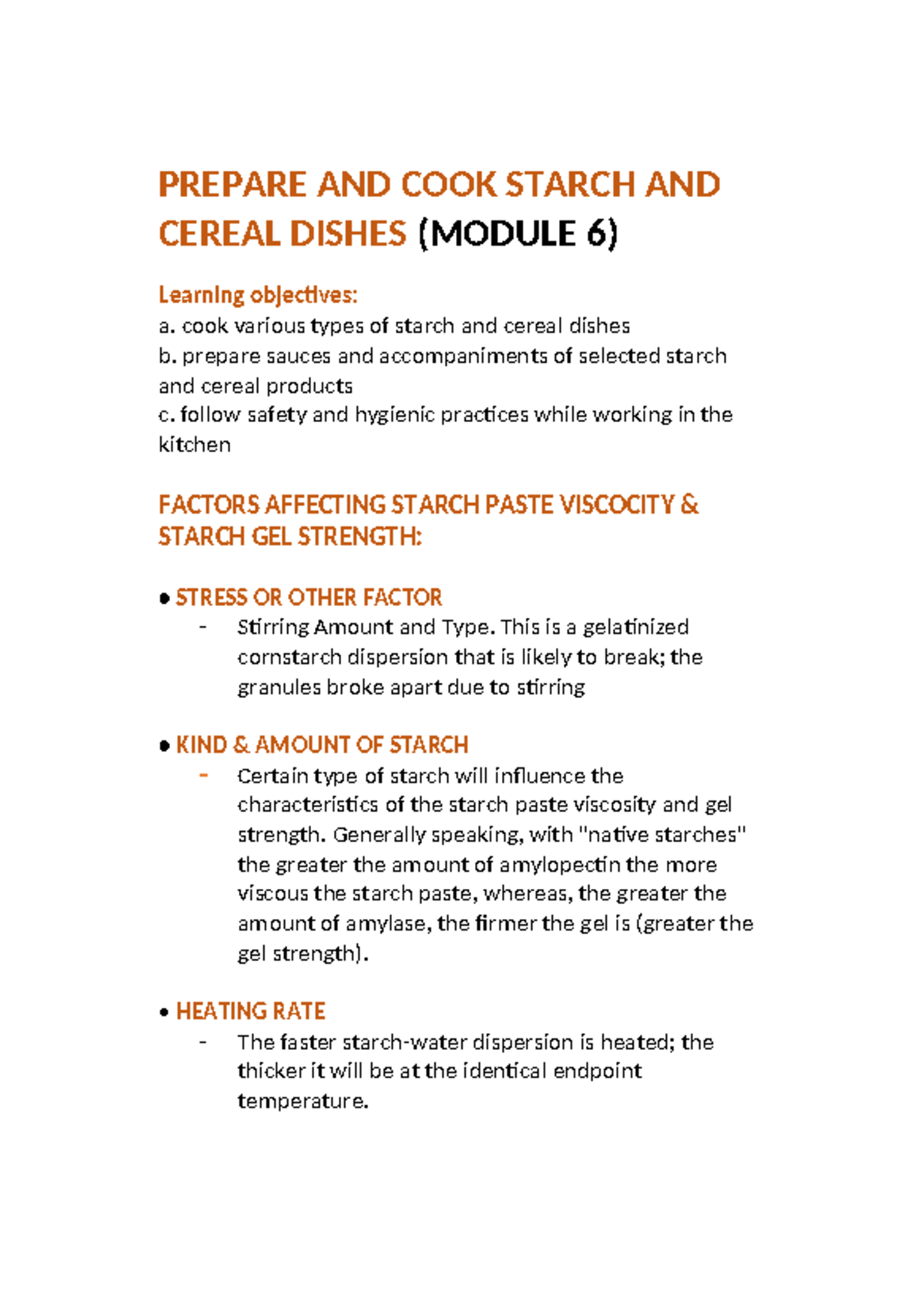 TLE Module 6: Preparing & Cooking Starch and Cereal Dishes - Studocu