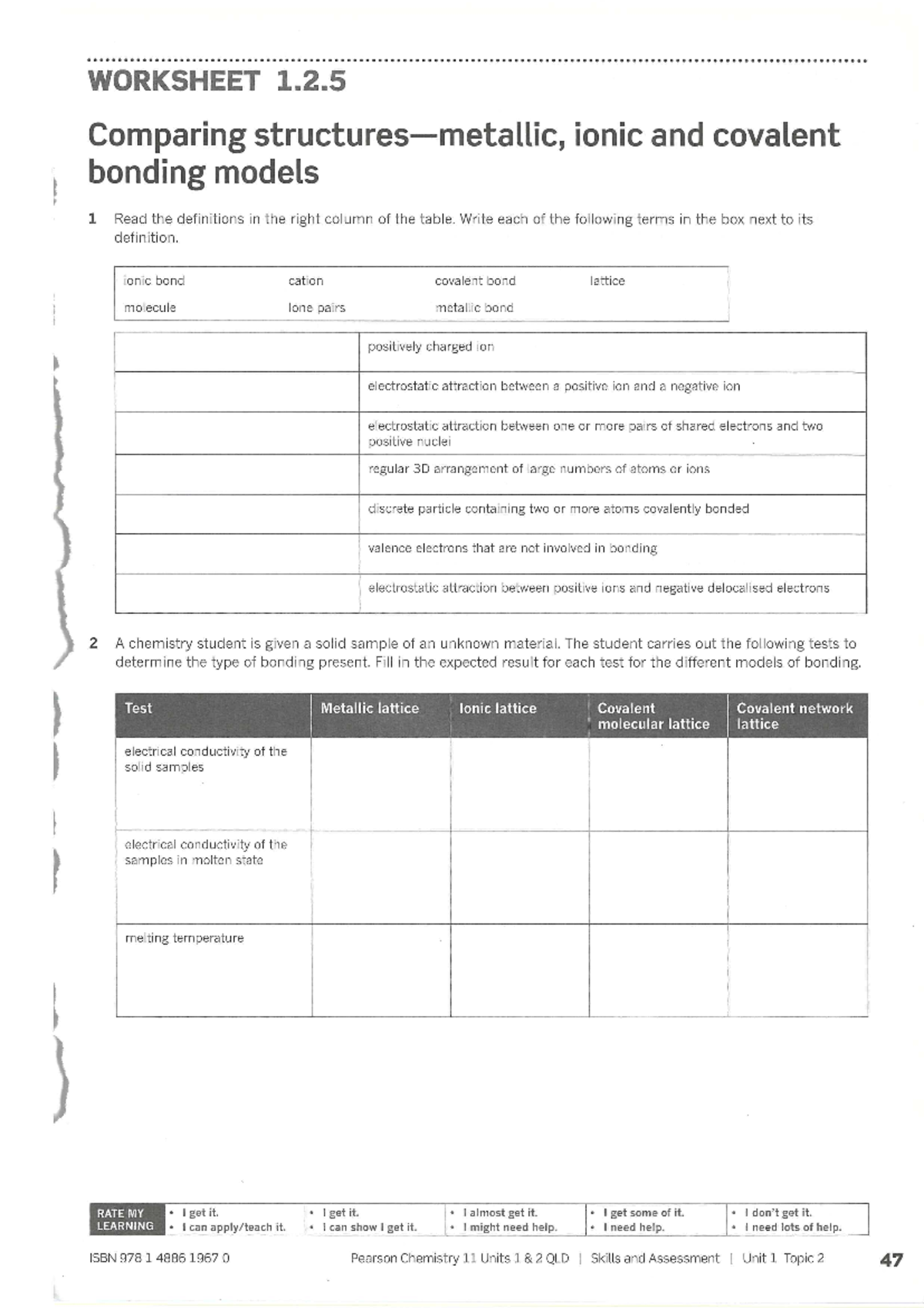 Chemistry 11: Ionic and Covalent Bonding Worksheet (Unit 1, Topic 2 ...