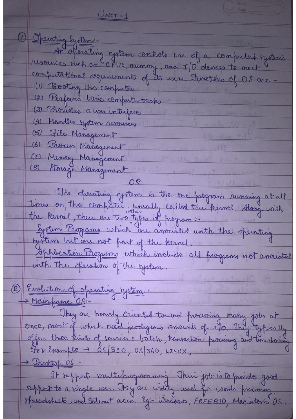 Notes on CS 502 Operating Systems: Unit 1 Overview - Studocu