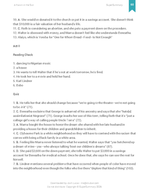 A Raisin in the Sun - Super Summary Study Guide 75 - 12. Walter is ...
