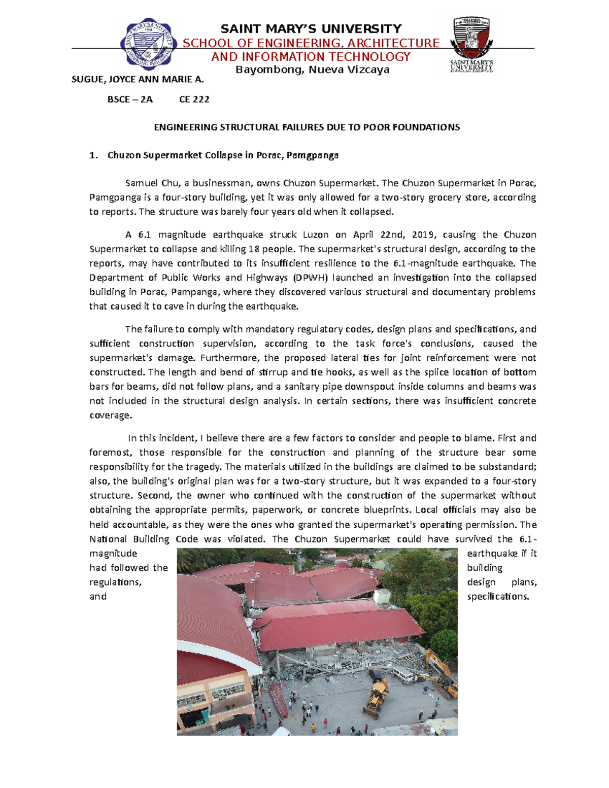 Geology - LIST OF Structural Failures DUE TO POOR Foundation - - Studocu