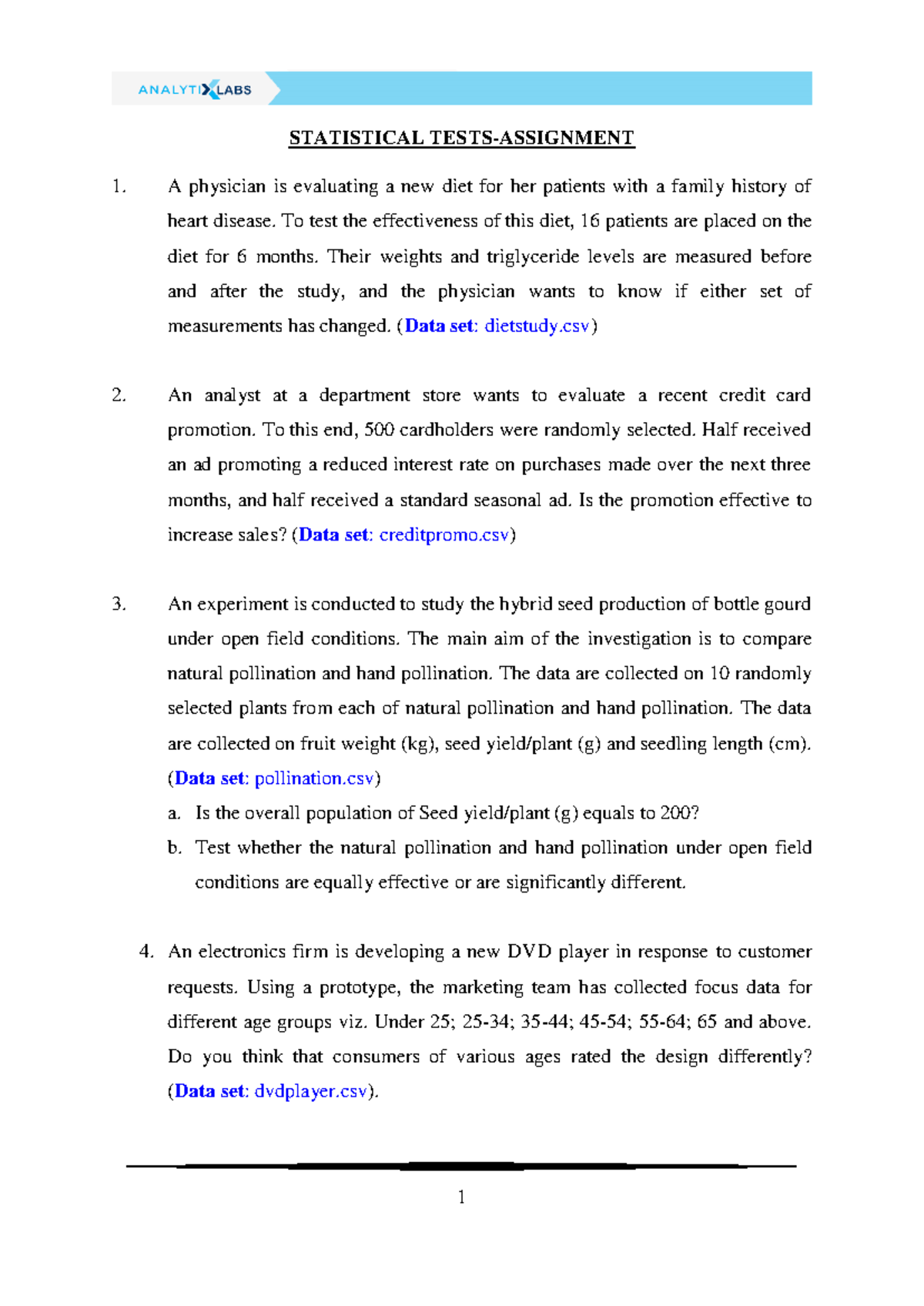 Statistical Methods Assignment for student of b.sc computer science - 1 ...