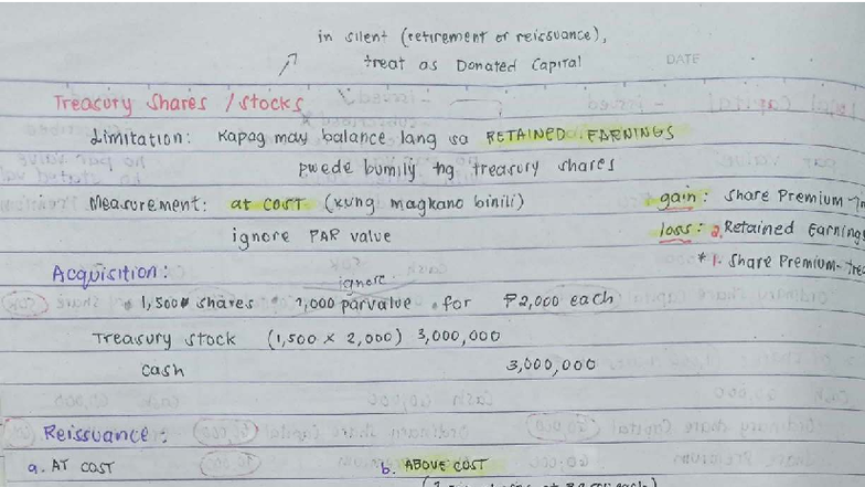 11. Corporation - Notes on Treasury Shares and Dividends - Studocu