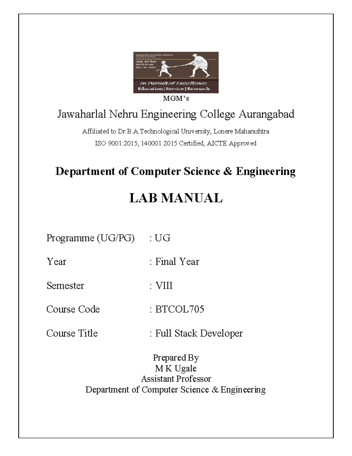 FSD Lab Manual - Full Stack Development (BTCOL) for Final Year Students - Studocu