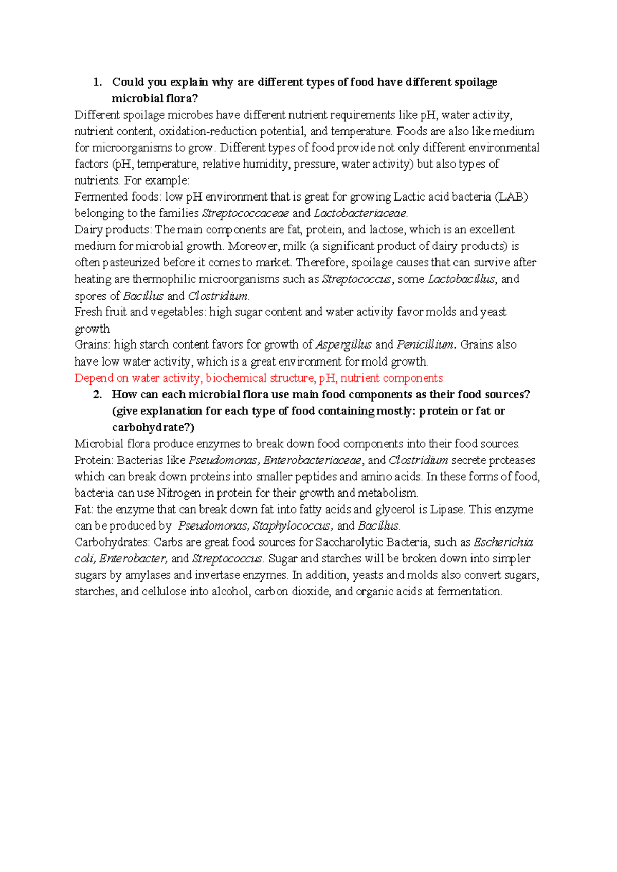 Quiz 7 10 - quiz - Could you explain why are different types of food ...