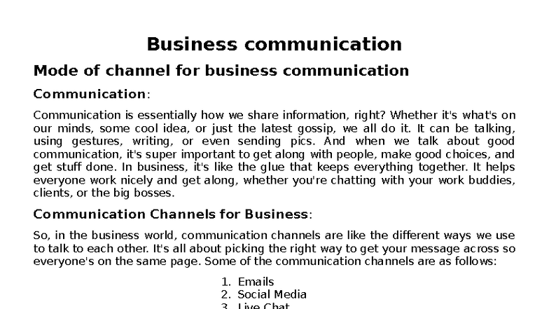 Business Communication: Channels and Strategies for Success - Studocu