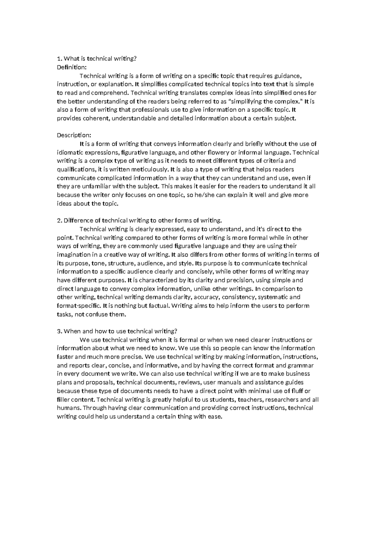 GEE 4 - Understanding Technical Writing: Definition & Usage - Studocu