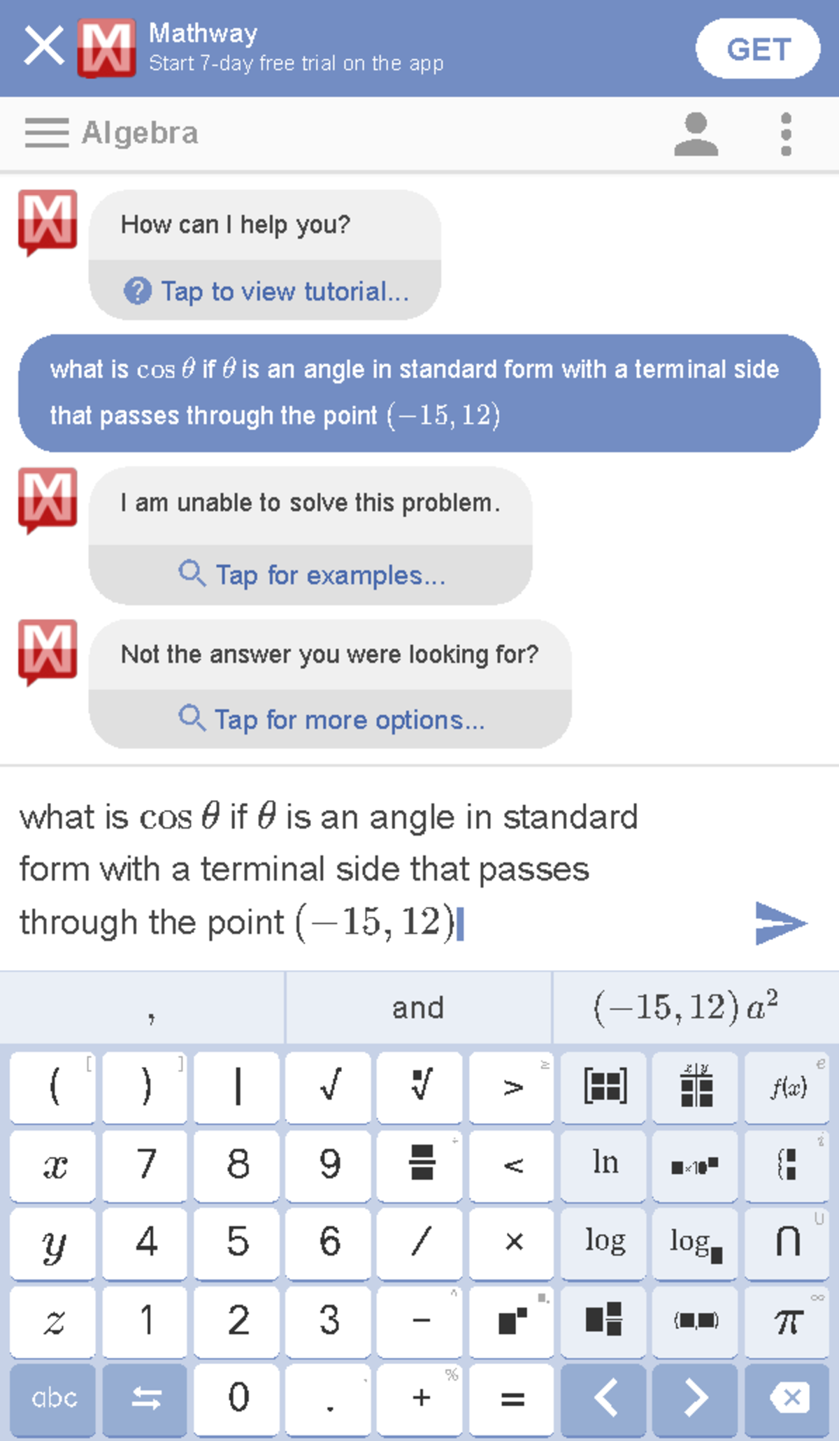 Mathway Algebra Problem Solver - How can I help you? Tap to view ...