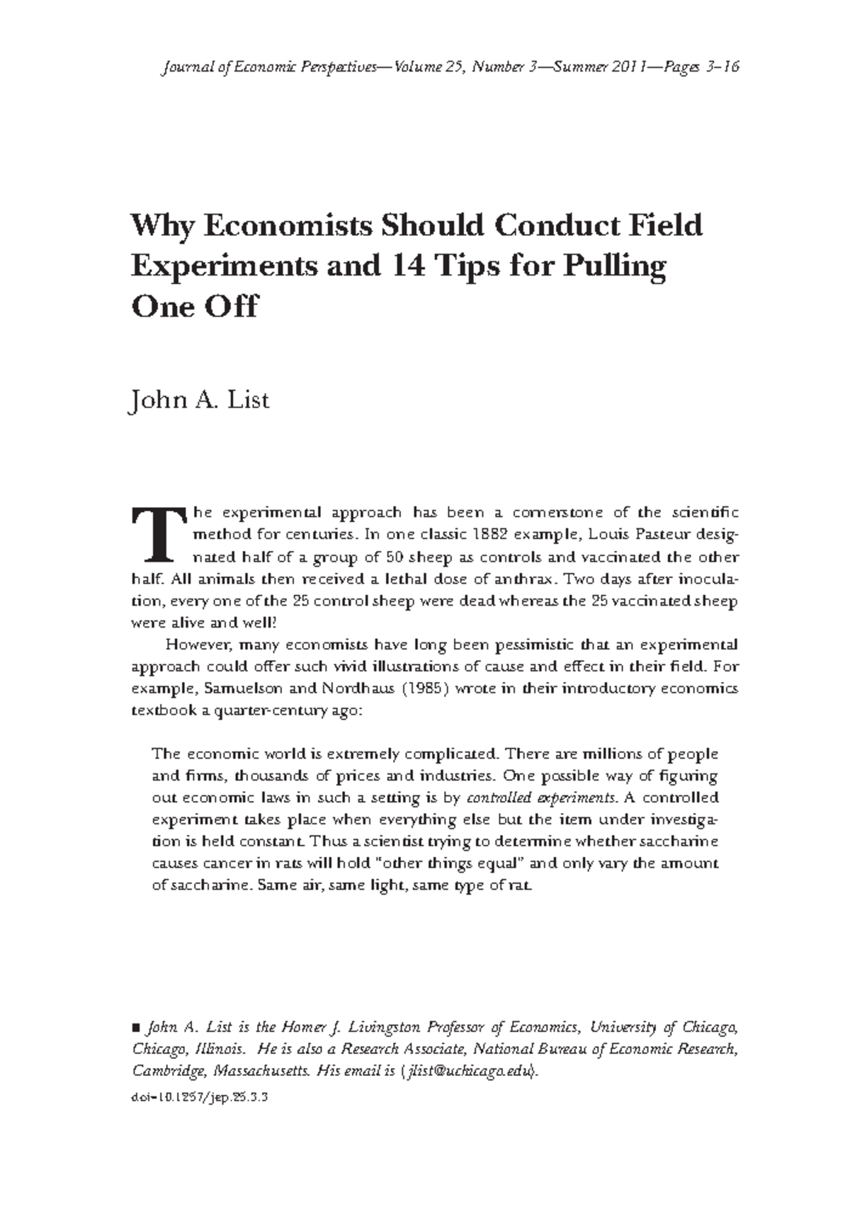 Field Experiments in Economics: Insights & 14 Tips for Success - Studocu