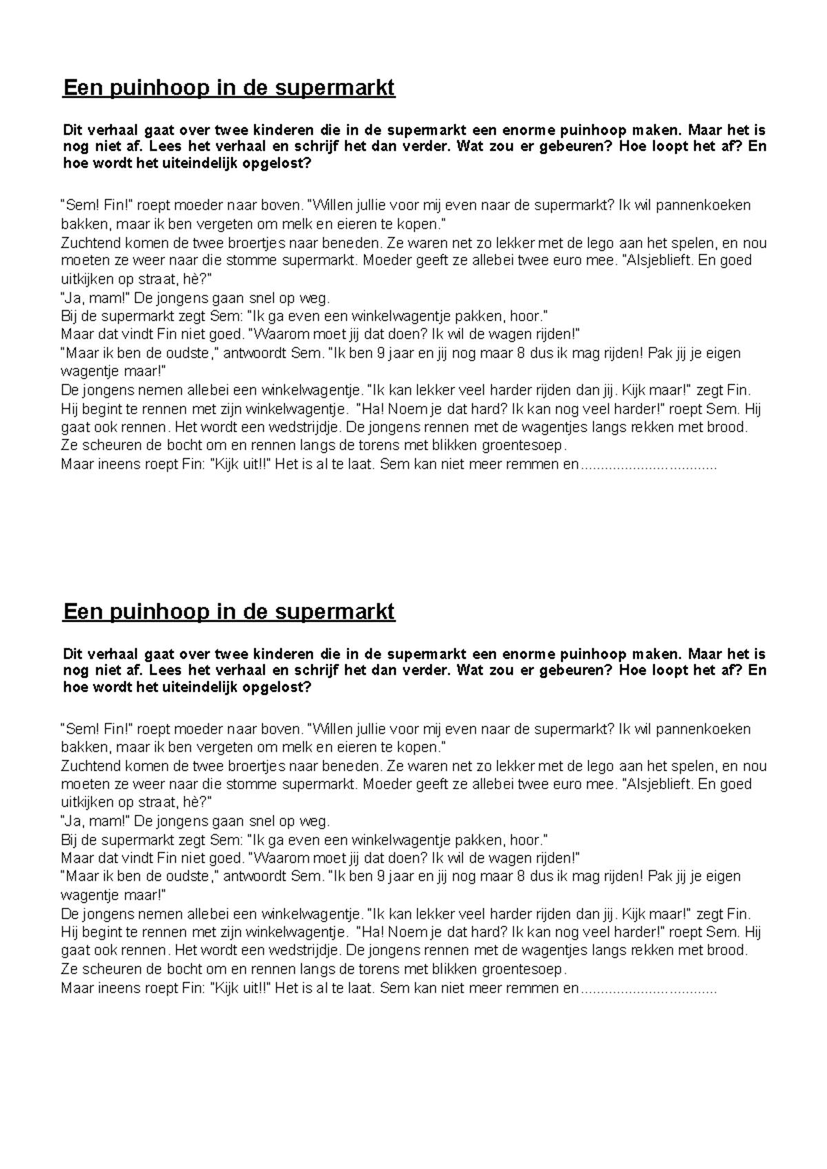 Verhaal voor Taalronde Groep 4: Een Puinhoop in de Supermarkt - Studeersnel