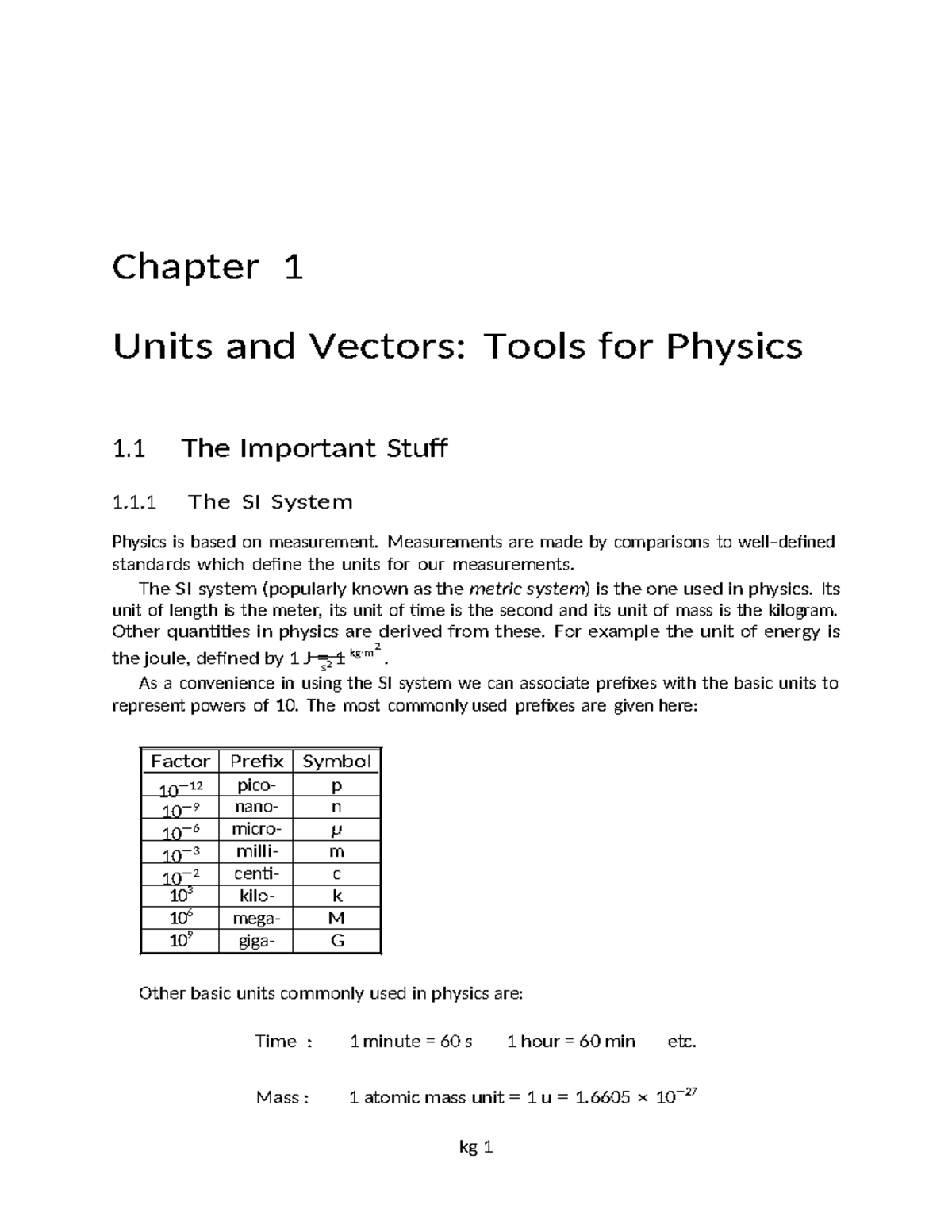 Chapter 1: Units and Vectors in Physics (PHYS 101) - Studocu