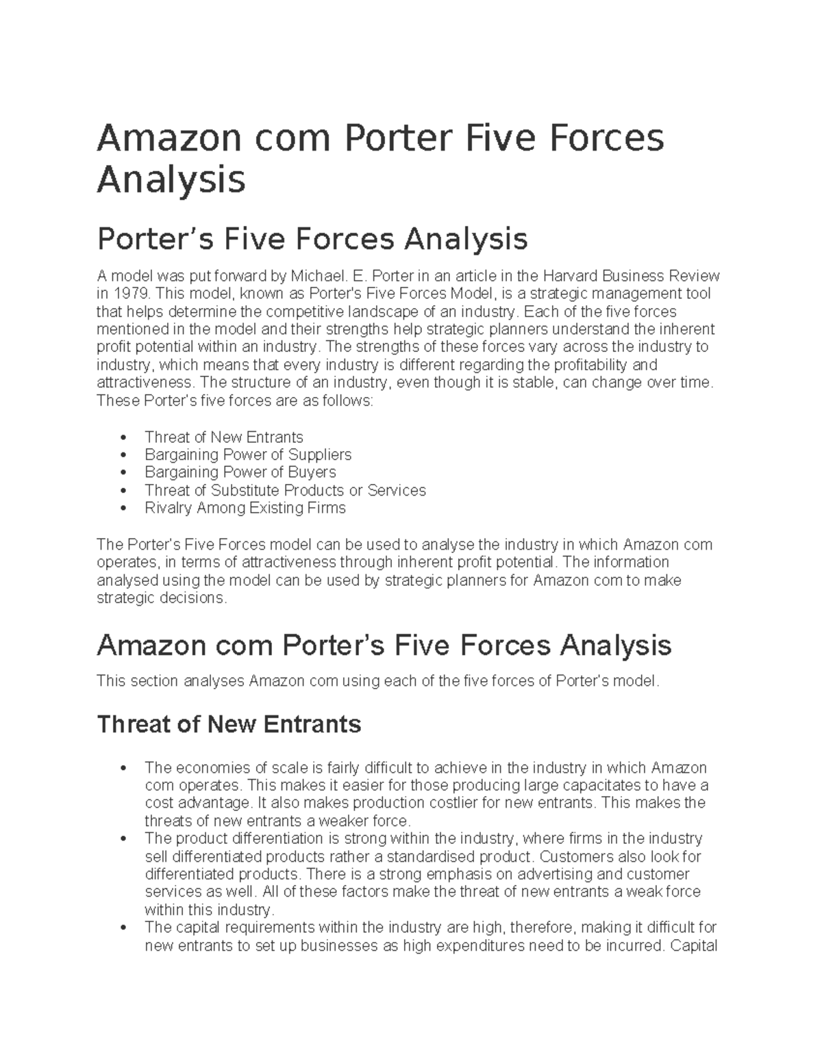 Amazon com Porter Five Forces Analysis: Strategic Management Insights ...