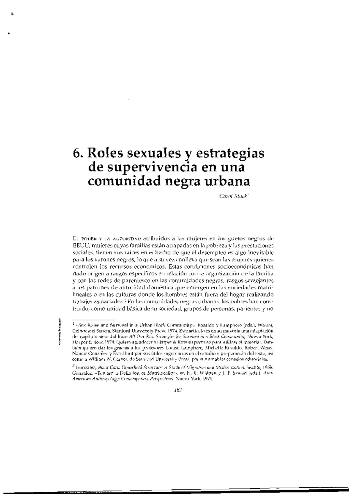 Roles Sexuales y Estrategias de Supervivencia en Comunidades Negras ...