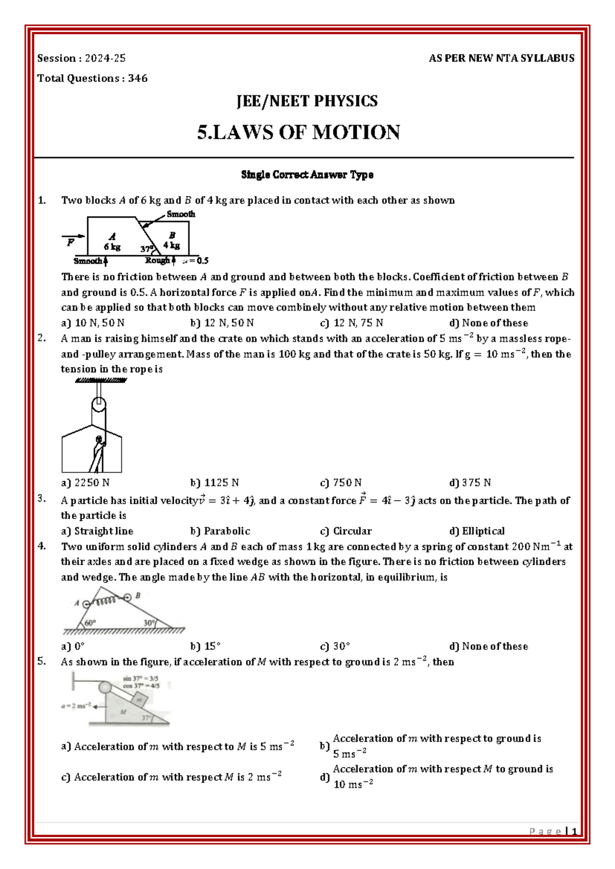 LAWS OF MOTION - Fluid Mechanics Study Notes (PHYSICS 5) - Studocu