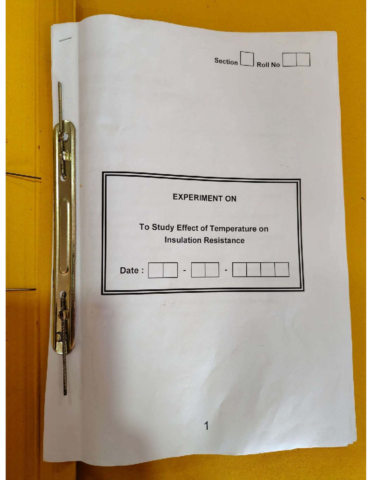 Experiment on Temperature Effects on Insulation Resistance (ENG 101 ...