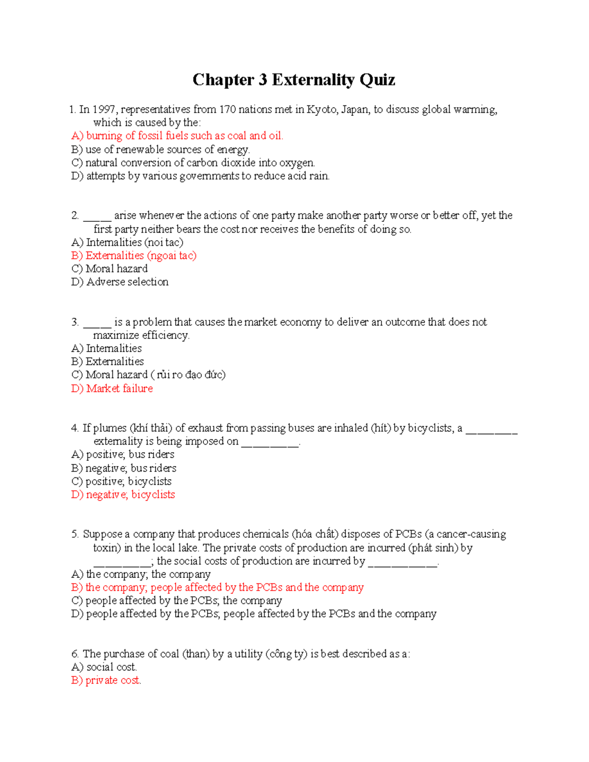 Chapter 3 Externality Quiz 1 - Questions and Answers for TCC - Studocu