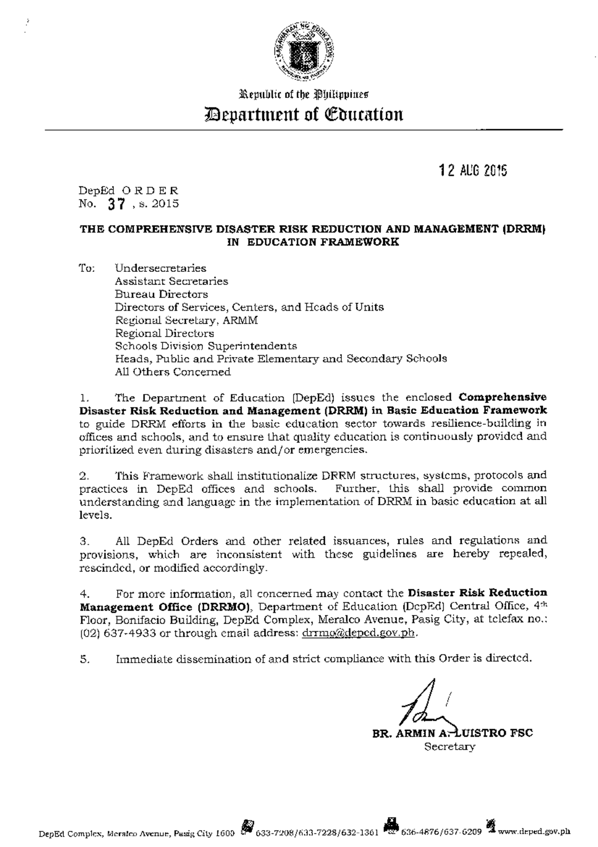 THE Comprehensive Disaster RISK Reduction AND Management (DRRM) IN ...